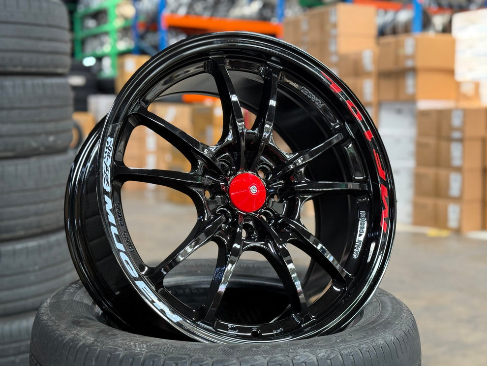 New 17X8 ET38 Mugen Design MF10 Rim (4 wheel) Gloss Black 4X100 – King ...