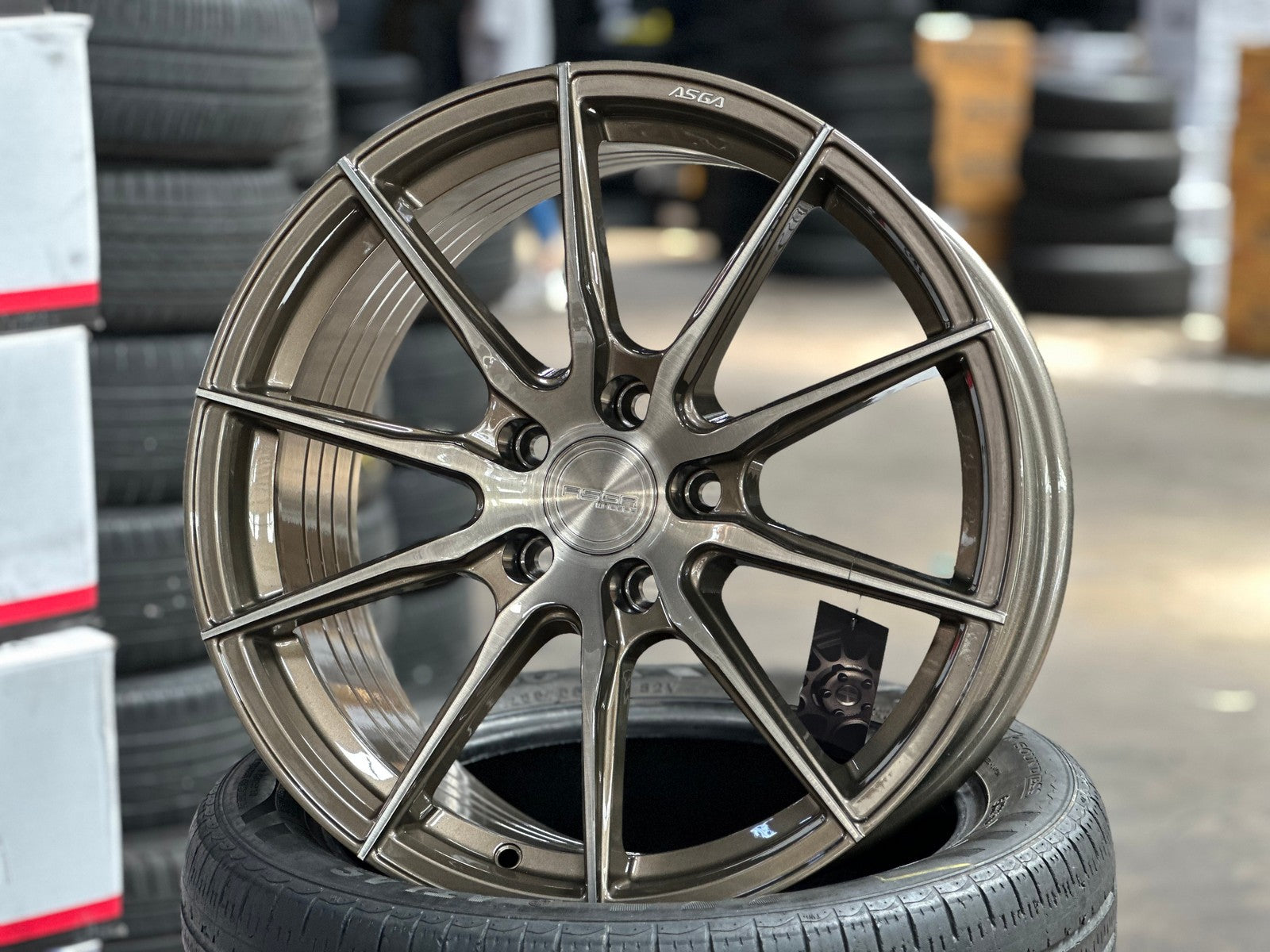 New 18X8.5 ET43 Asga A01 Rim (4 wheel) Gloss Bronze 5X112 – King of Rims