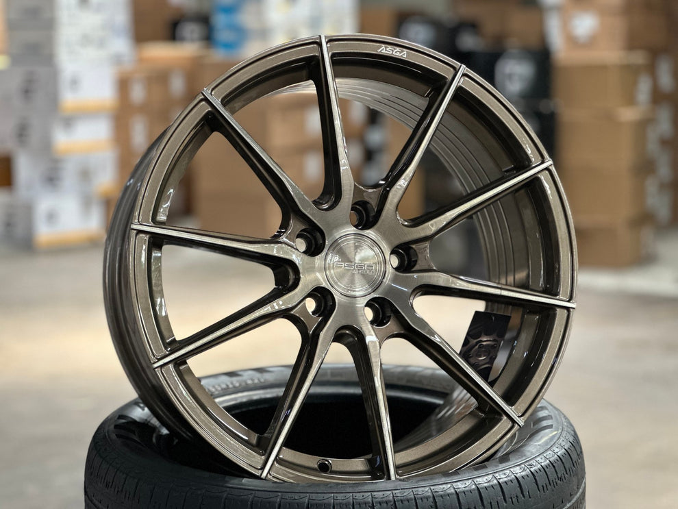 New 18X8.5 ET43 Asga A01 Rim (4 wheel) Gloss Bronze 5X112 – King of Rims