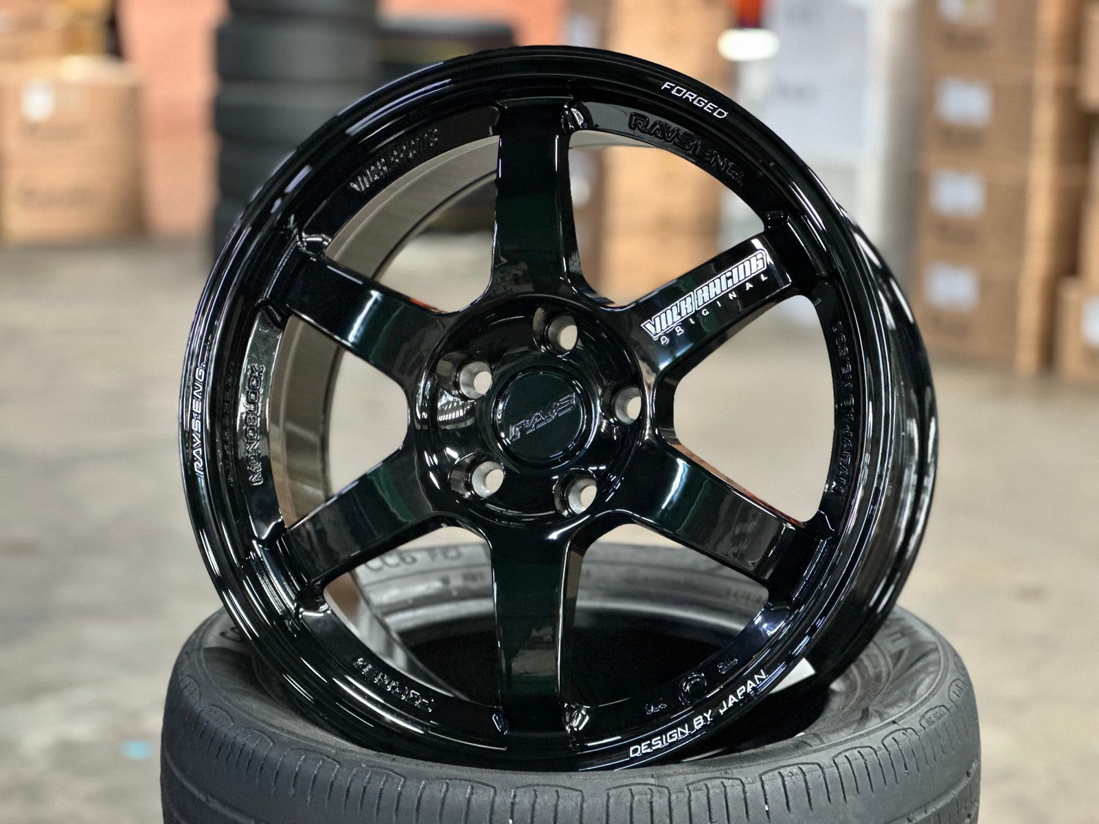 New 17X8.5 ET35 AOW Flow Formed TE37 Rim (4 wheel) Gloss Black 5X114.3 ...