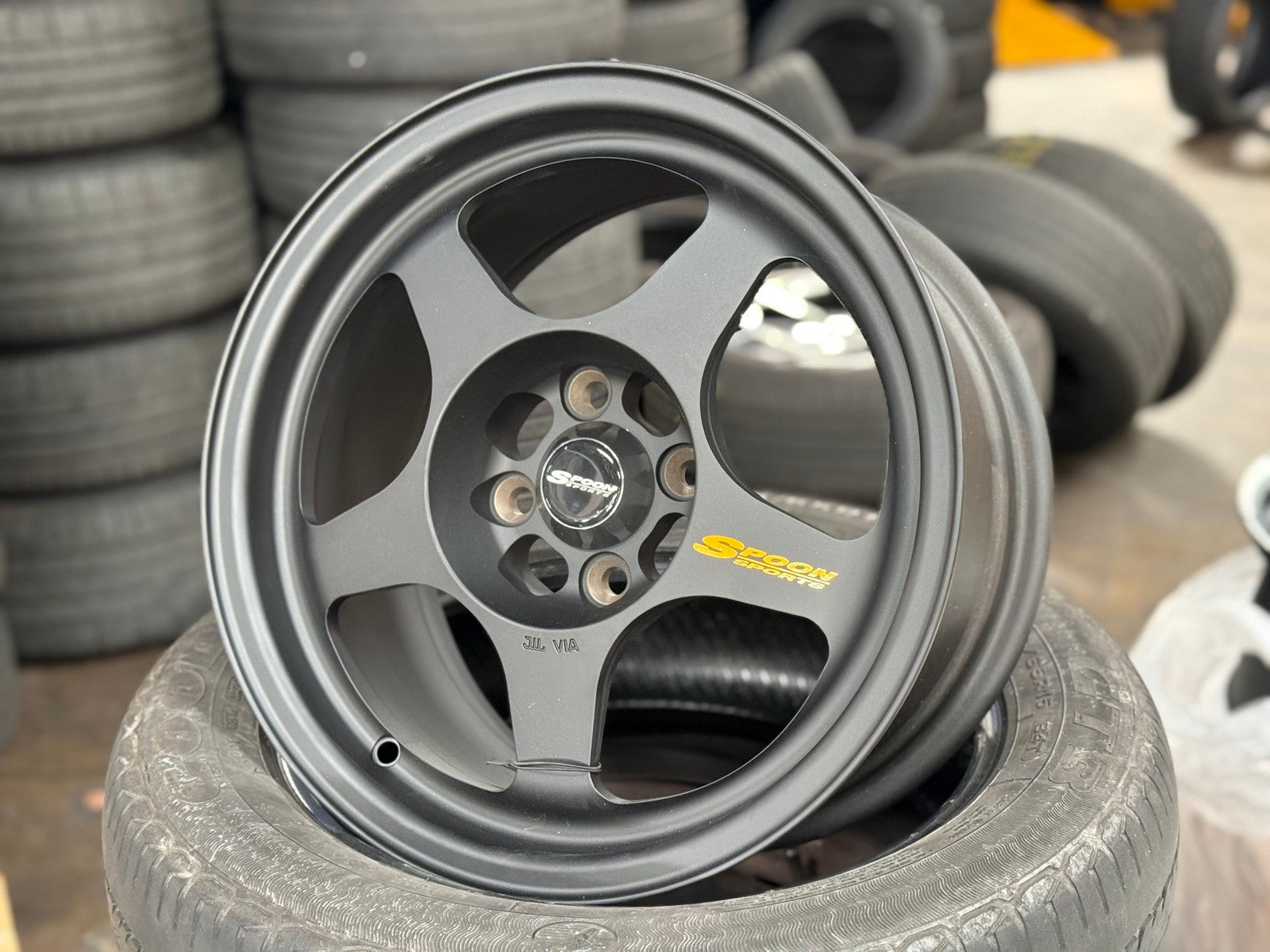 New 15X7.5 ET28 AOW Flow Formed Spoon Rim (4 wheel) Matt Black 4X100 ...